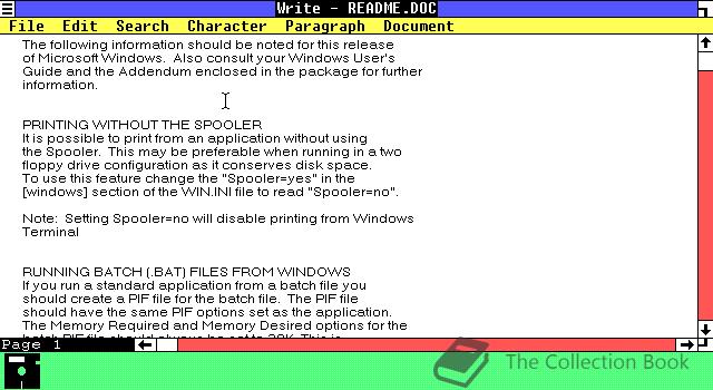 Microsoft Windows 1.x, 1.01 - The Collection Book