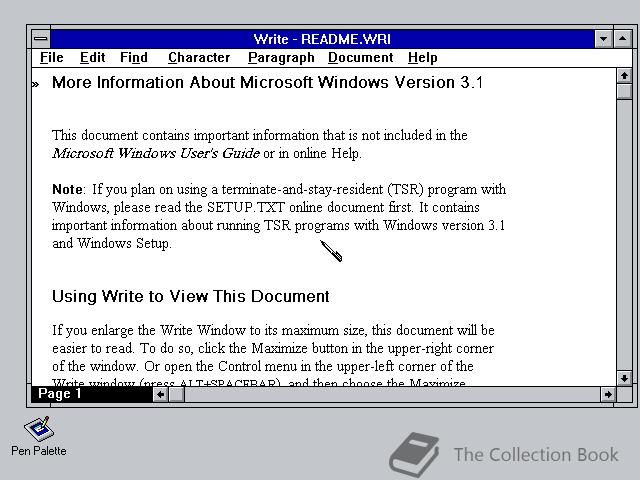 Microsoft Windows for Pen Computing 1.0, 1.0a - The Collection Book