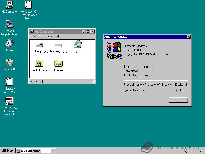 Microsoft Windows 95, 4.00.468 - The Collection Book