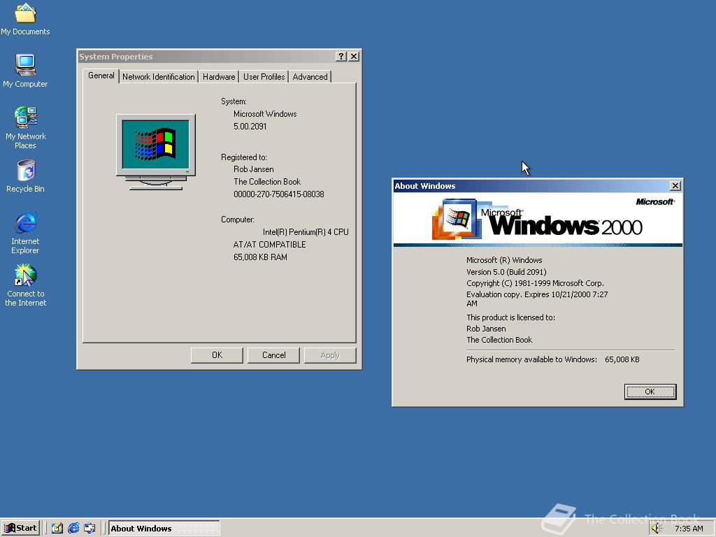 Microsoft Windows 2000, 5.0.2091.1 - The Collection Book