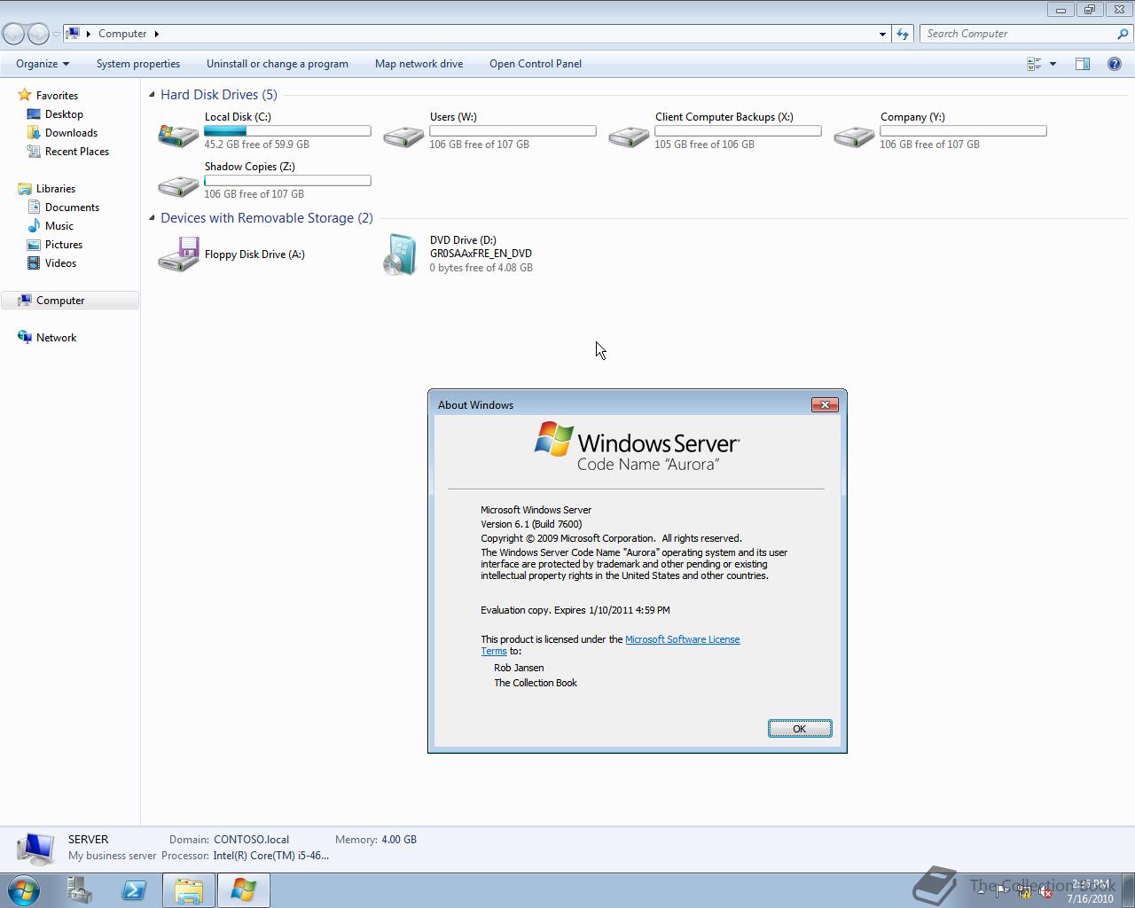Microsoft Windows Small Business Server 2011 Essentials, 6.1.7657.0 ...