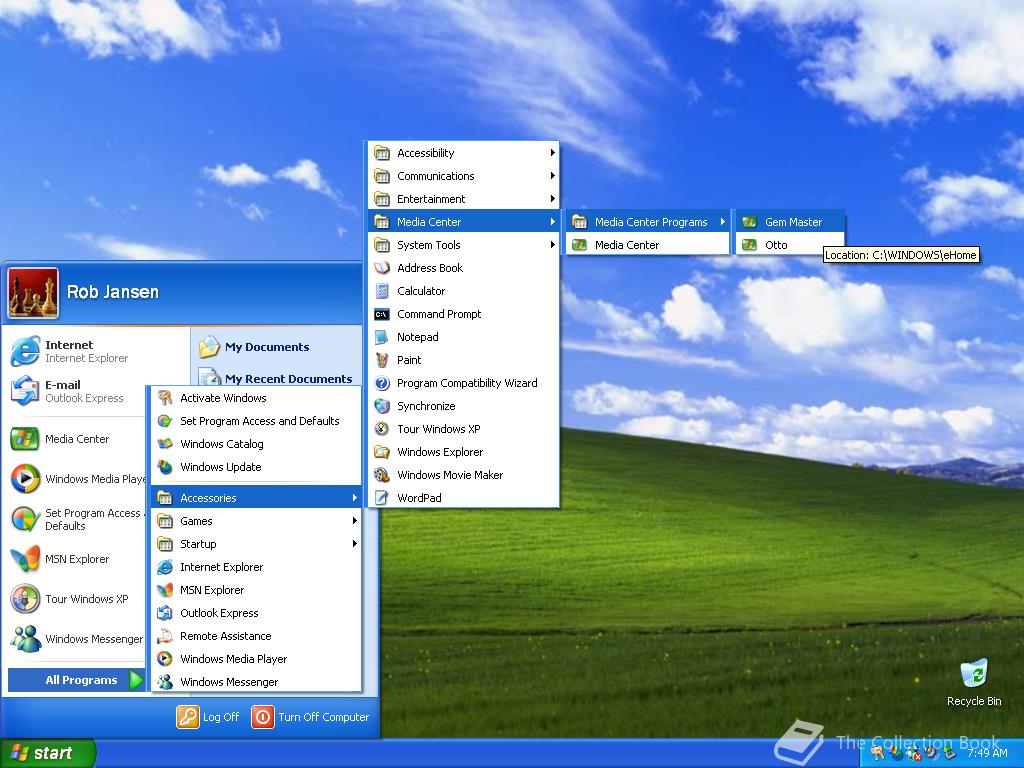 Microsoft Windows XP Media Center Edition 2004, 5.1.2600.1217 - The ...