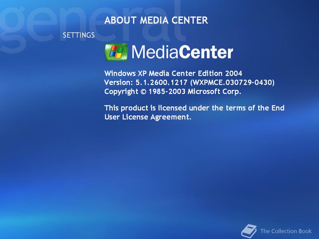 Microsoft Windows XP Media Center Edition 2004, 5.1.2600.1217 - The ...