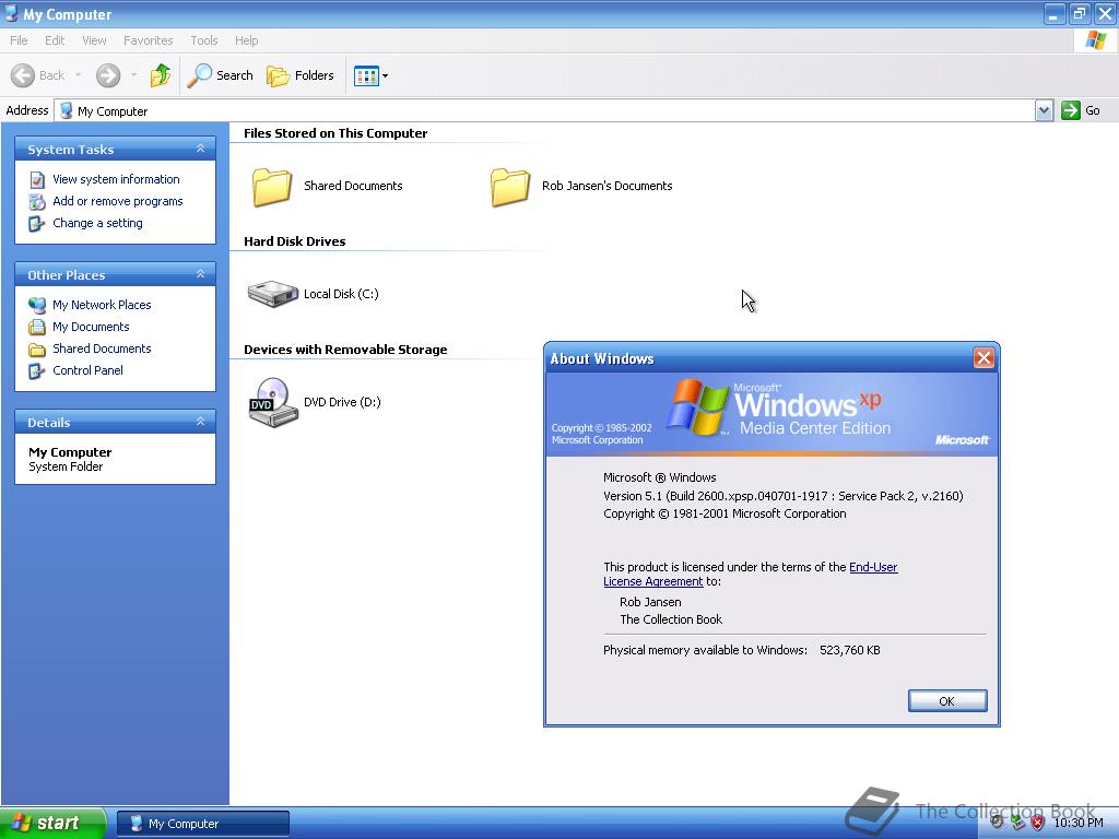 Microsoft Windows XP Media Center Edition 2005, 5.1.2600.2160 - The ...