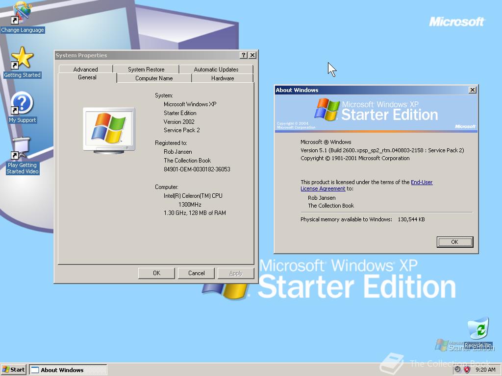 Microsoft Windows XP Starter Edition, 5.1.2600.2901 - The Collection Book