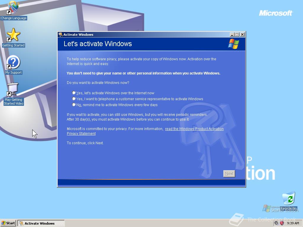 Microsoft Windows XP Starter Edition, 5.1.2600.2901 - The Collection Book