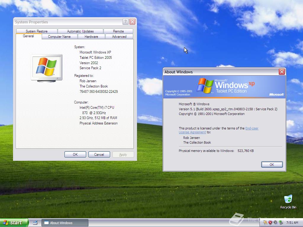 Microsoft Windows XP Tablet PC Edition 2005, 1.7.2600.2180 - The ...