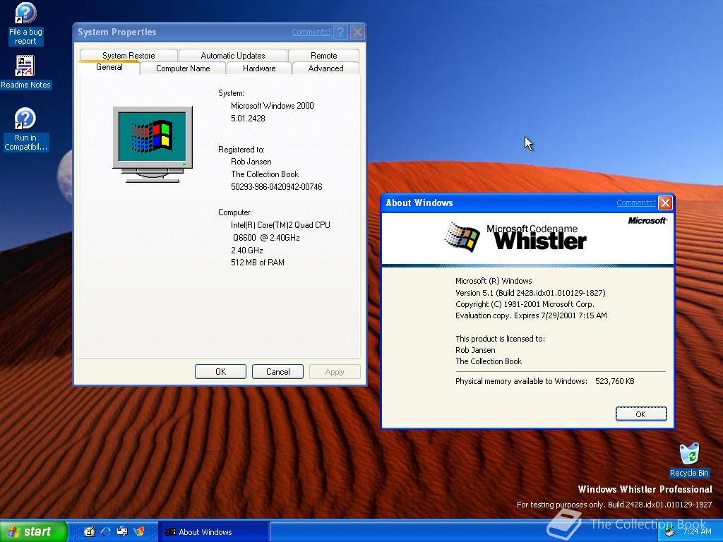 Microsoft Windows XP, 5.1.2428.1 - The Collection Book