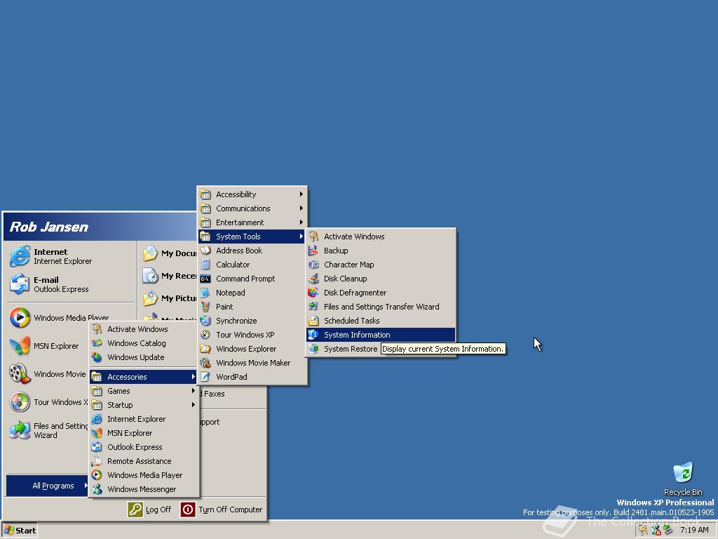 Microsoft Windows XP, 5.1.2481.0 (main) - The Collection Book